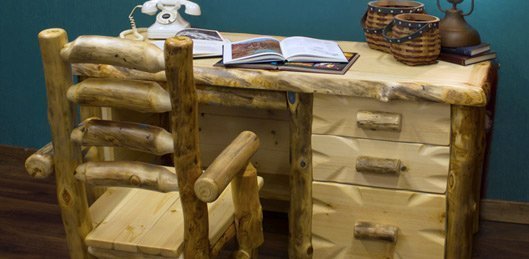 Aspen Log Office Furniture, Aspen Desks and Aspen Bookcases