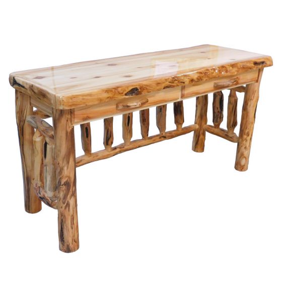Rustic Aspen Log Spindle Desk
