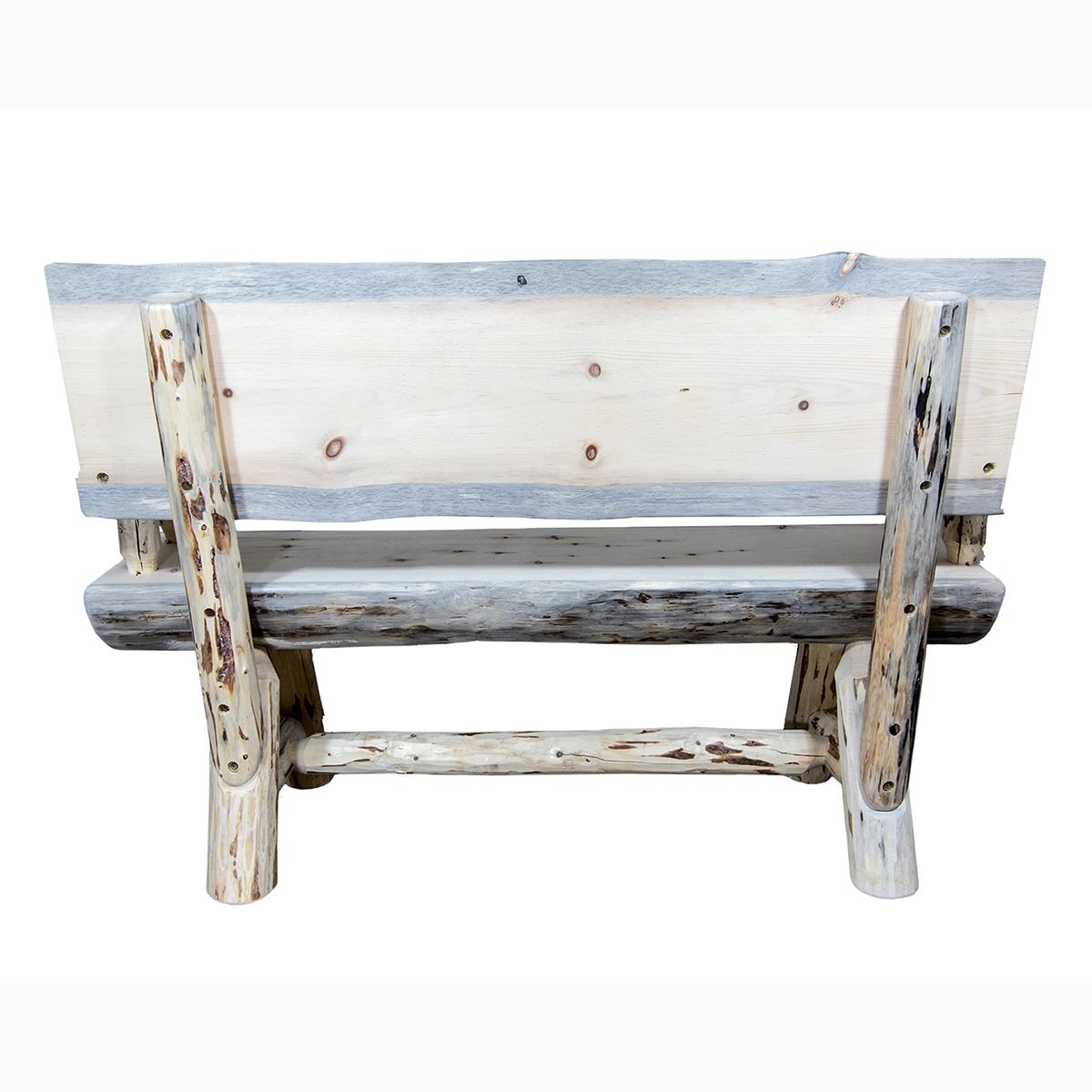 Half Log Benches With Backs
