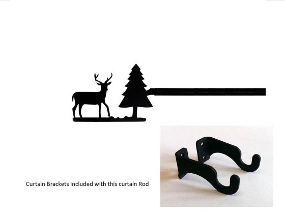 Wrought Iron Deer & Pine Curtain Rod